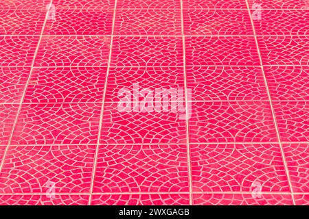 Red pink paving slabs floor abstract pattern city street surface stone ...