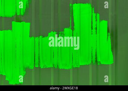 Green toxic acid color paint brush strokes abstract wall design blank ...