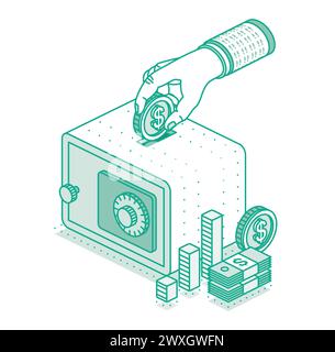 Dollar in hand icon. Outline dollar in hand vector icon color flat ...