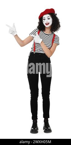 Funny mime with beret posing on white background Stock Photo - Alamy