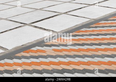 Two Kinds Paving Tiles Dividing Border Curb Mosaic Stone Street Road ...