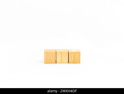 Wooden cubes in row isolated on white Stock Photo - Alamy