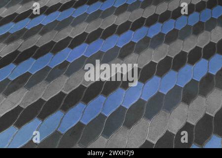 Blue And Grey Color Diagonal Pattern Lines Stripes Paving Stone Floor ...