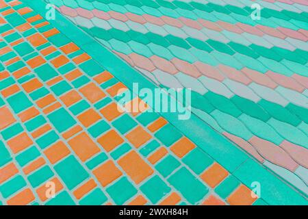 Two Kinds Paving Colored Tiles Dividing Border Curb Mosaic Stone Street ...