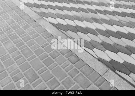 Two Kinds Paving Tiles Dividing Border Curb Mosaic Stone Street Road ...