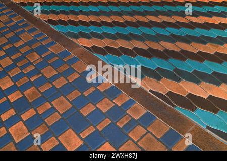Two Kinds Paving Tiles Dividing Border Curb Mosaic Stone Street Road ...