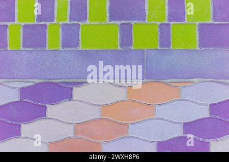 Two Kinds Paving Colored Tiles Dividing Border Curb Mosaic Stone Street ...