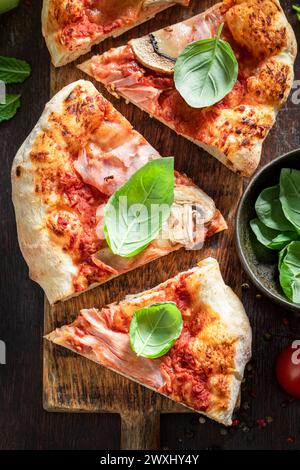 Traditional Capricciosa pizza made of ham and mushrooms. Poster for ...