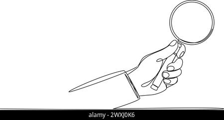 One line illustration of magnifying glass. Line drawing of magnifying ...