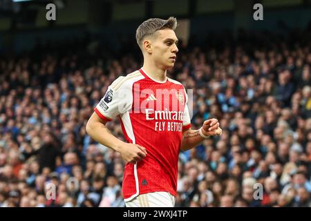 Leandro Trossard (A) at the Arsenal v Manchester United EPL match, at ...