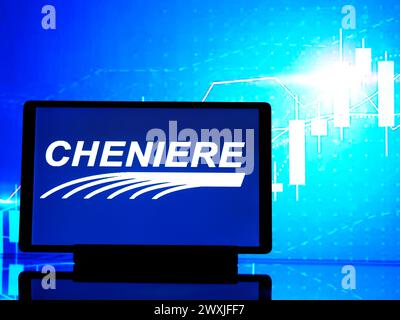 In this photo illustration, Cheniere Energy, Inc. logo seen displayed ...