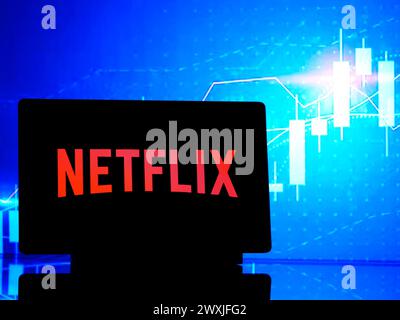 In this photo illustration Netflix, Inc. logo seen displayed on a ...