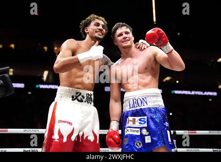 Ben Whittaker (left) poses with Leon Willings after their light heavy ...