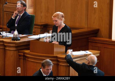 Chairwoman of the Denmark Democrats Inger Stojberg arrives at a church ...