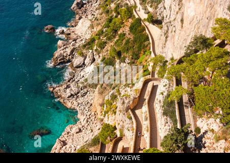 The famous Krupp path with coastal view, Capri, Campania, Italy, Europe ...