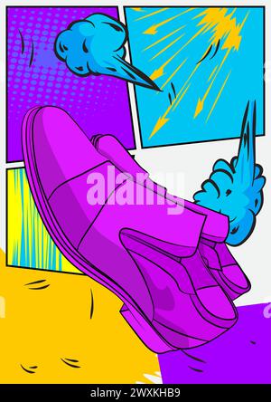 Cartoon Elegant Shoes, comic book Formalwear. Retro vector comics pop ...