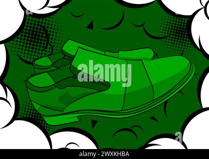 Cartoon Elegant Shoes, comic book Formalwear. Retro vector comics pop ...