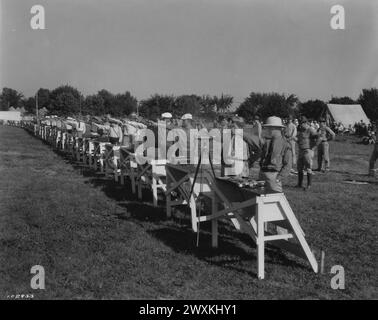 Contestants shooting pistols at the National matches at Camp Perry Ohio ...