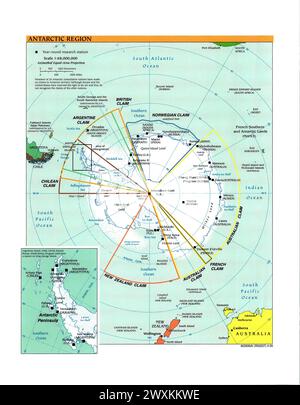 CIA Map of the Antarctic Region ca. possibly April 2000 Stock Photo - Alamy