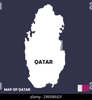 Qatar map. Just a simple border map. Shape of the country. Flat blank ...