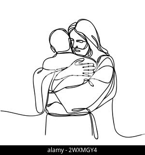 One continuous line draws Jesus hugging a sinner Stock Vector Image ...