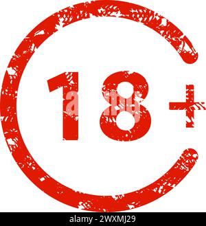 Rubber stamp limit 18 years old, adult only. Vector of law forbidden ...