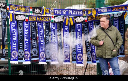 Leicester City scarves for sale ahead of the Sky Bet Championship match ...