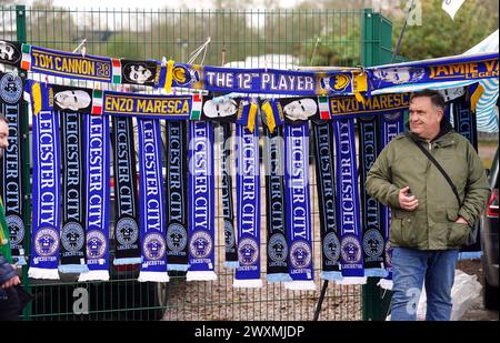 Leicester City scarves for sale ahead of the Sky Bet Championship match ...