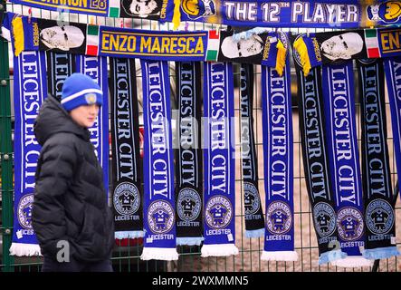Leicester City scarves for sale ahead of the Sky Bet Championship match ...