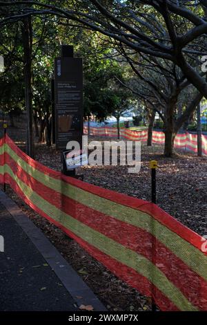Asbestos Found, hazard fencing around garden beds near a children's ...
