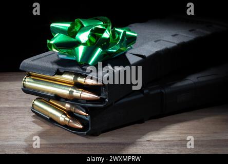 Present of high capacity assault rifle magazines that loaded with ...
