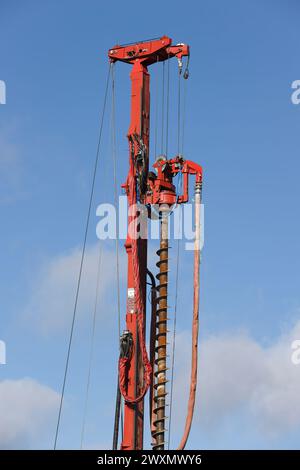 CFA continuous flight auger, combined piling and drilling rig with blue ...
