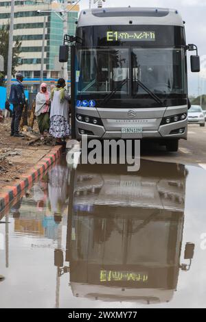 Addis Ababa, Ethiopia. 26th Mar, 2024. An electric bus is seen in Addis ...