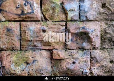 Worked blocks of magnesium Limestone used in the construction of a ...
