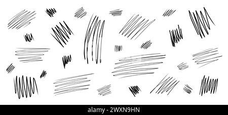 Pen strike line. Strikethrough marker scribble. Pencil and brush stroke ...