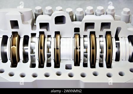 Horizontal centrifugal multistage double-bearing pump cross section ...