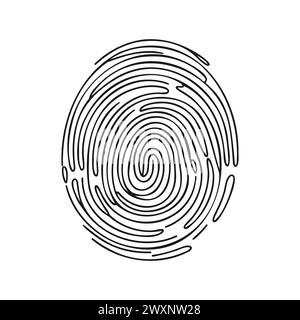 Linear drawing of a fingerprint. Continuous line drawing of biometric ...