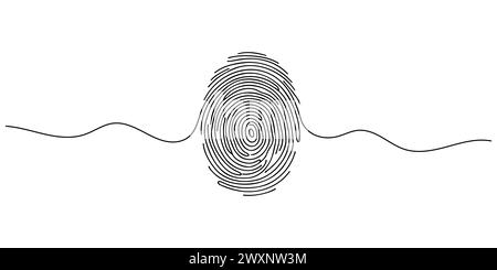 Linear drawing of a fingerprint. Continuous line drawing of biometric ...