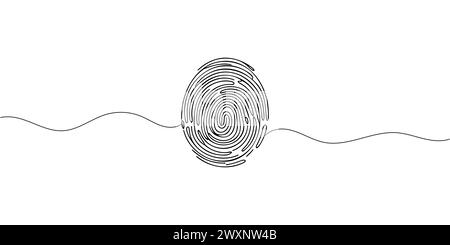 Linear drawing of a fingerprint. Continuous line drawing of biometric ...