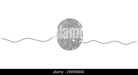 Linear drawing of a fingerprint. Continuous line drawing of biometric ...