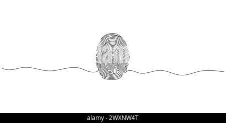 Linear drawing of a fingerprint. Continuous line drawing of biometric ...