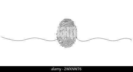 Linear drawing of a fingerprint. Continuous line drawing of biometric ...