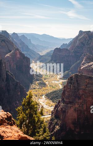 View over the Zion valley towards Angel's Landing seen from Observation ...