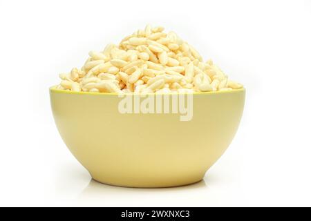 Full bowl of puffed rice isolated on white background Stock Photo - Alamy