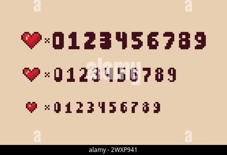4 number pixel art. cartoon font. 8 bit four numeral Children alphabet ...