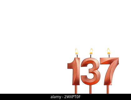 Birthday candle number 137 on white background Stock Photo - Alamy
