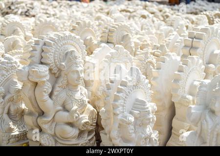 Hindu figurines in plaster of Shiva God in Hinduism at India Stock ...