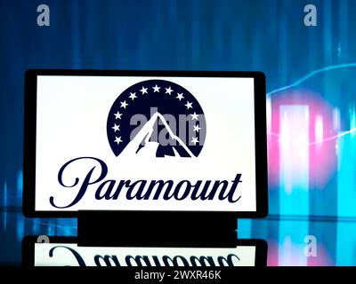 The Paramount Pictures logo is displayed on the water tower in Los ...