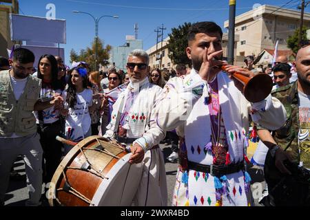 Dohuk, Iraq. 01st Apr, 2024. Assyrians dressed traditional clothes ...