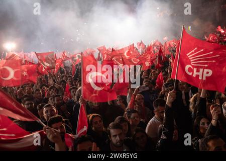 Citizens shout slogans and wave Turkish and CHP party flags during the ...